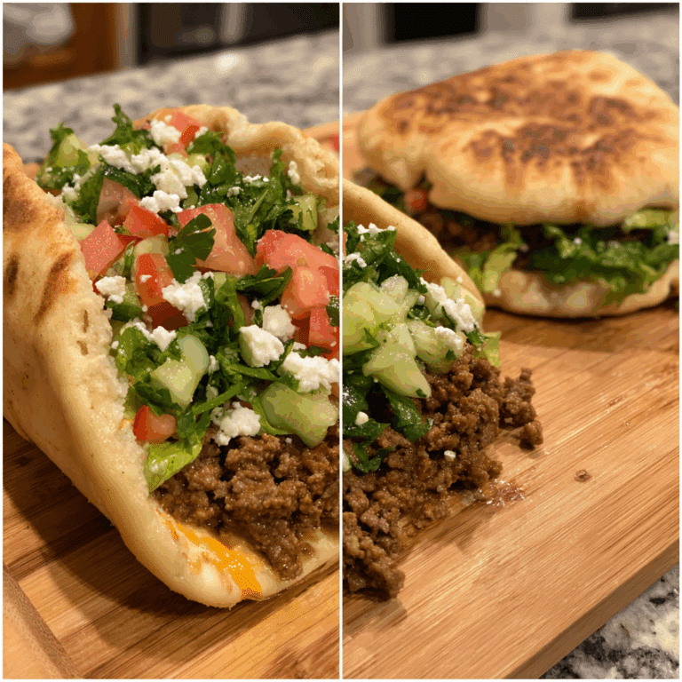 Easy Mediterranean Ground Beef Pita Pockets